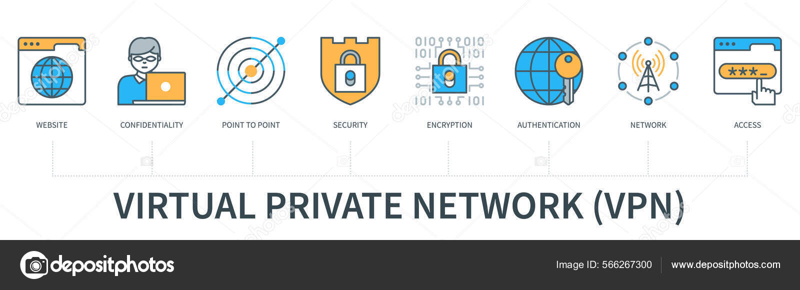 Virtual Private Network Vpn Concept Icons Website Confidentiality ...