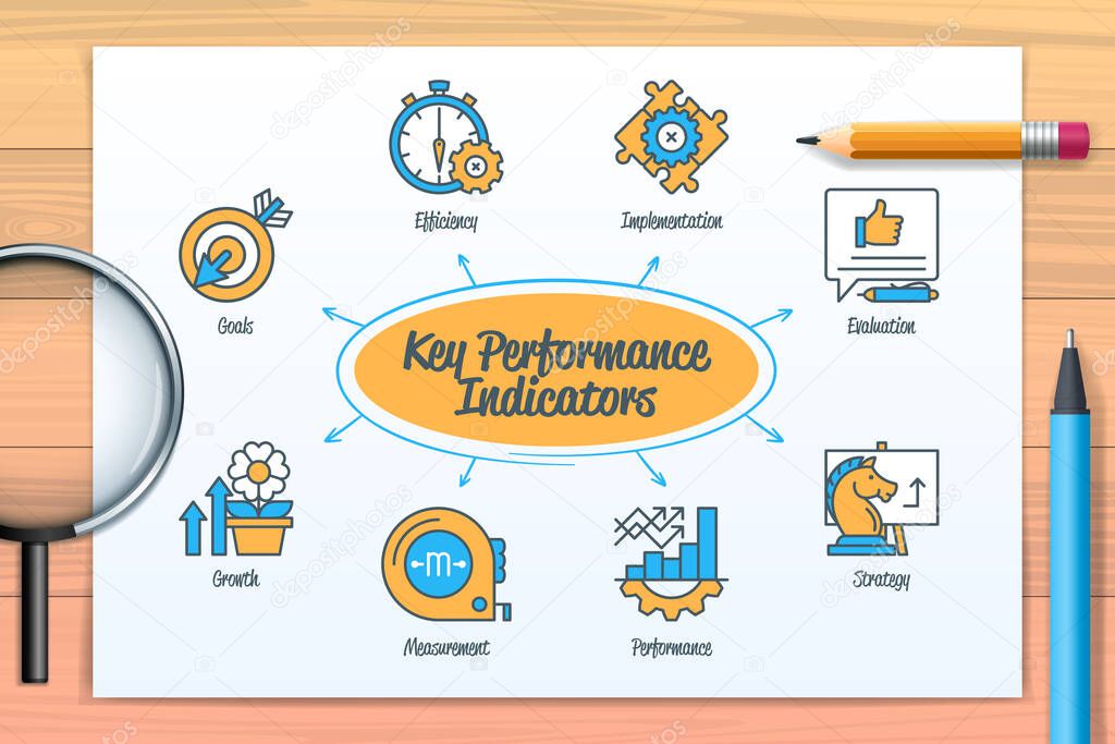 Key Performance Indicator Chart Icons Keywords Performance Efficiency ...