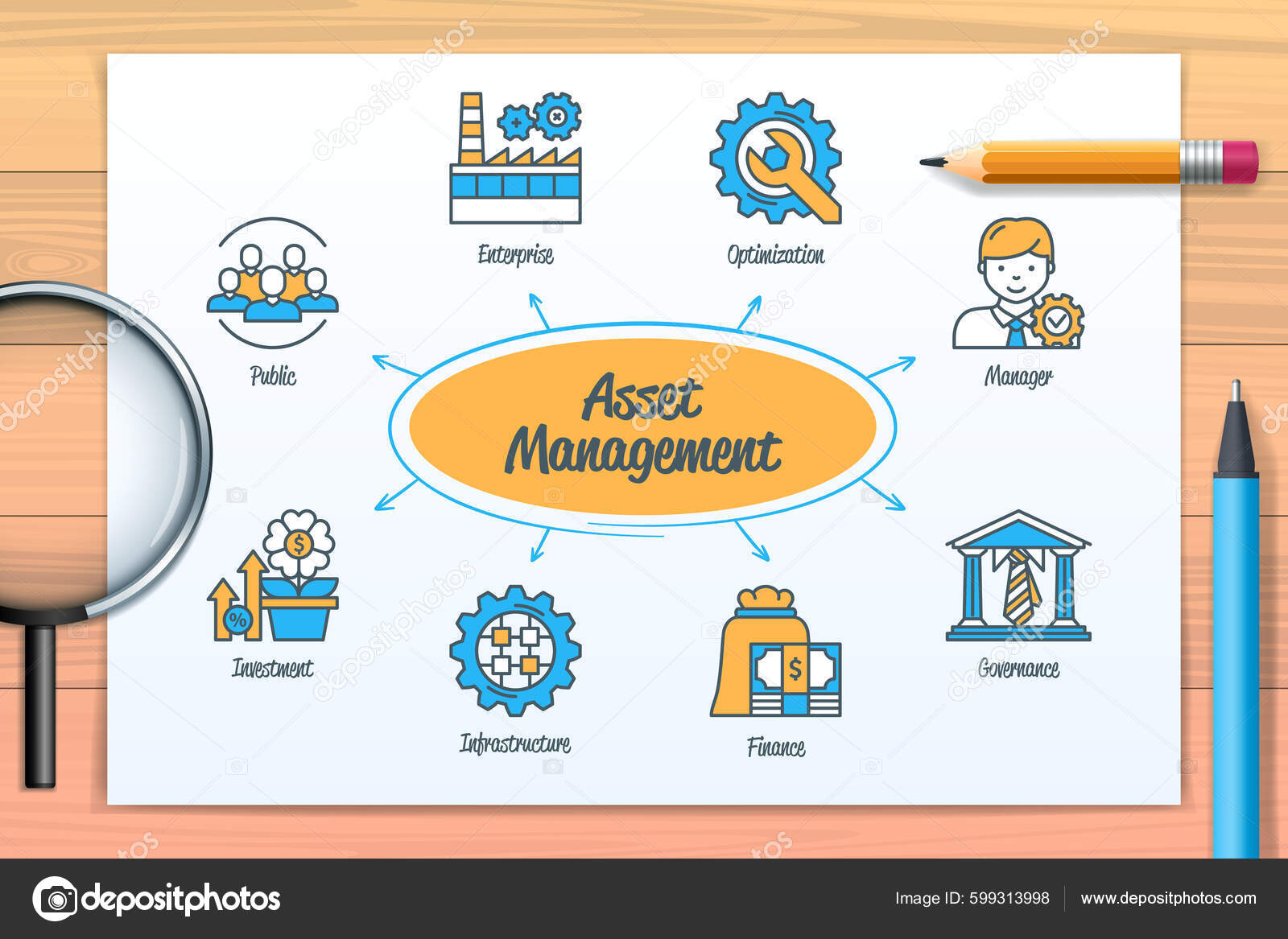 Asset Management Chart Icons Keywords Financial Infrastructure ...