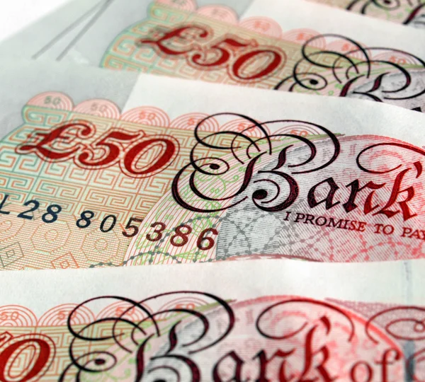 50 pound sterling bank notes closeup view business background — Stock ...