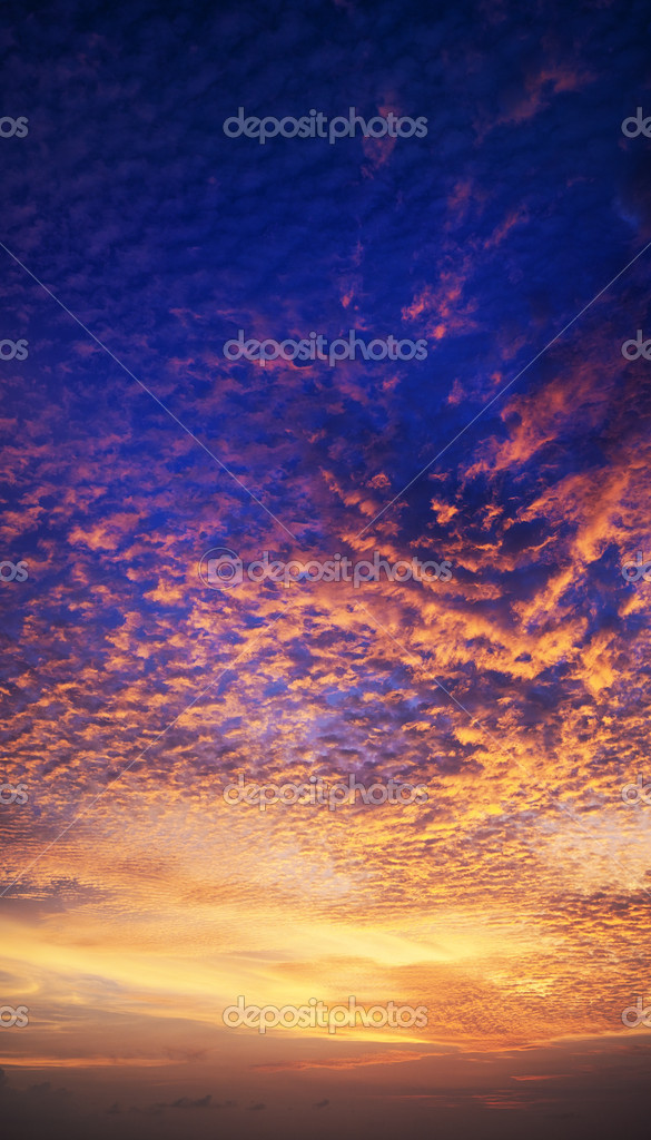 Vertical panorama of spectacular sunset sky — Stock Photo © vladmoses ...