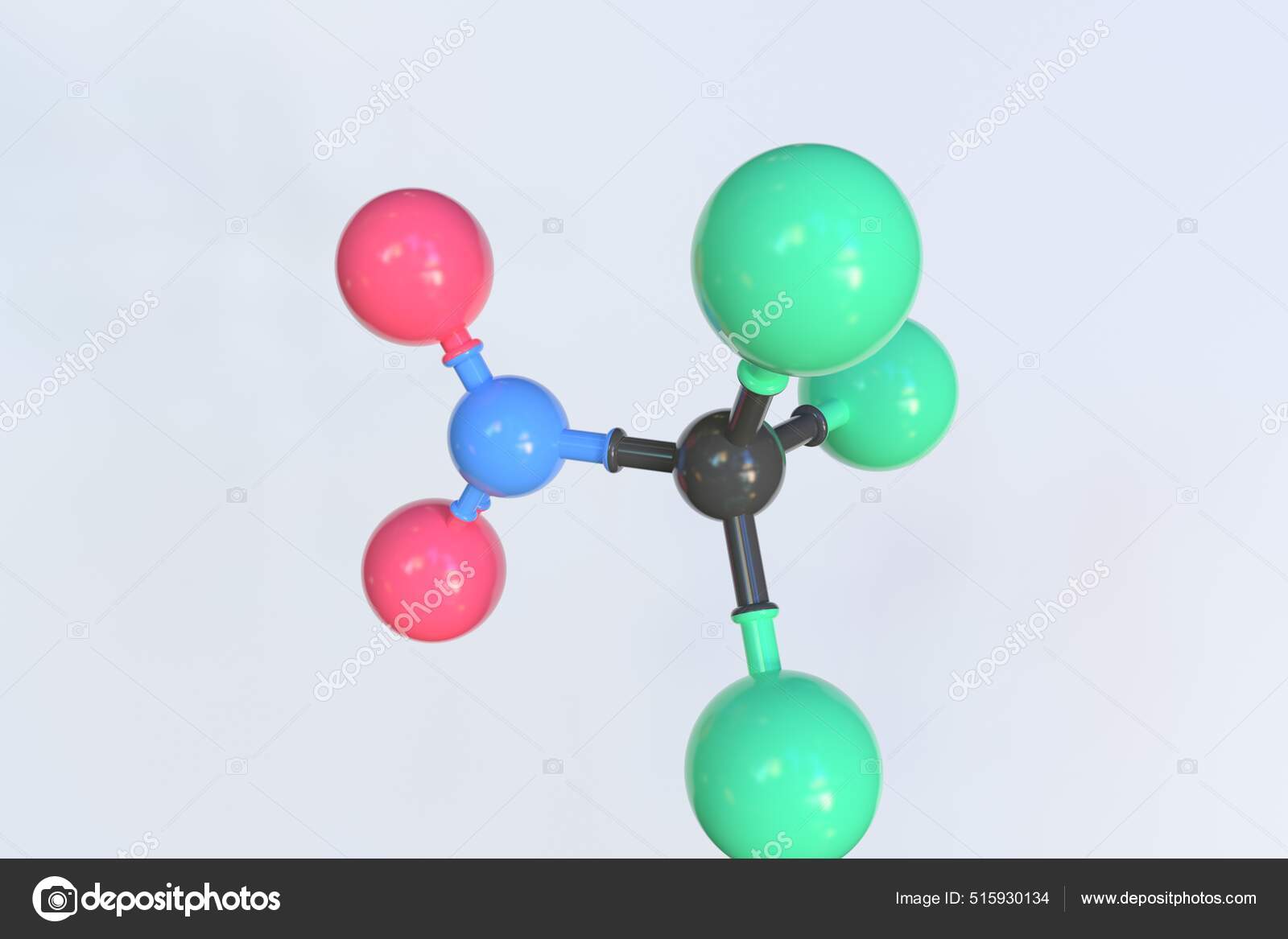 Chloropicrin molecule, isolated molecular model. 3D rendering — Stock ...