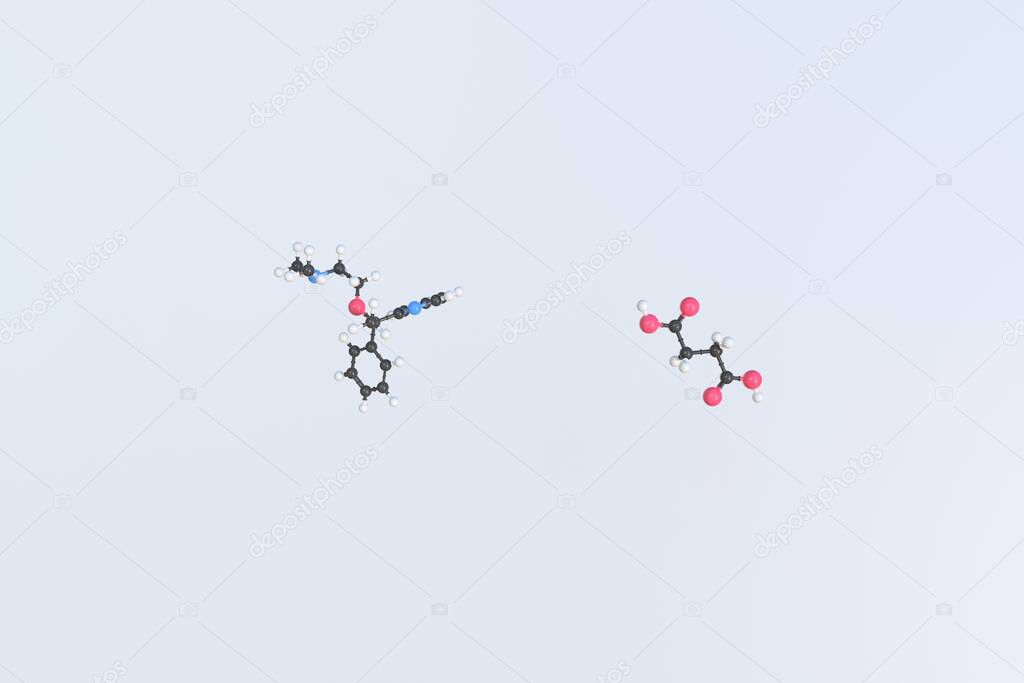 Molécula de succinato de doxilamina hecha con bolas, modelo molecular ... Molécula de succinato de doxilamina hecha con bolas, modelo molecular ...