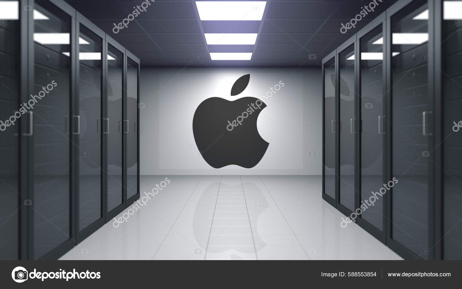 Apple Inc Logo Wall Server Room Editorial — Stock Editorial Photo ...