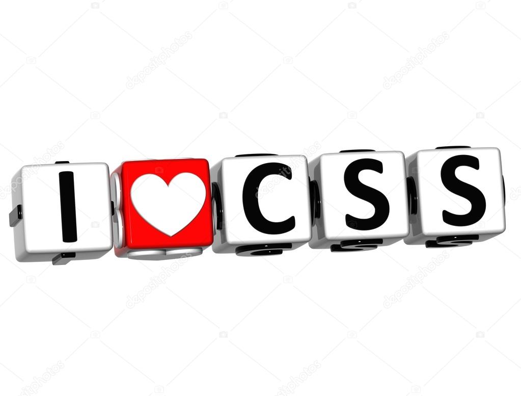3D I Love CSS Button Click Here Block Text Stock Photo by ©Curioso ...