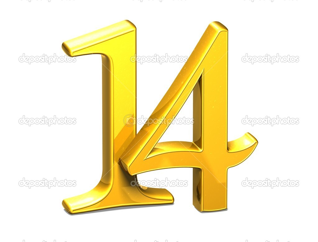 3D Gold Fourteen on white background ⬇ Stock Photo, Image by © Curioso ...
