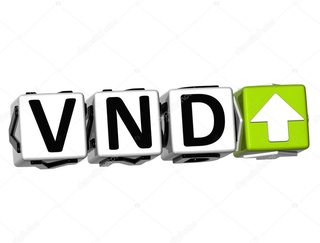 3D Vietnamese Dong Currency VND Button Click Here Block Text Stock ...