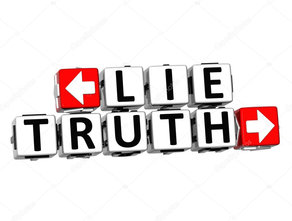 3D Lie Truth Button Click Here Block Text Stock Photo by ©Curioso ...