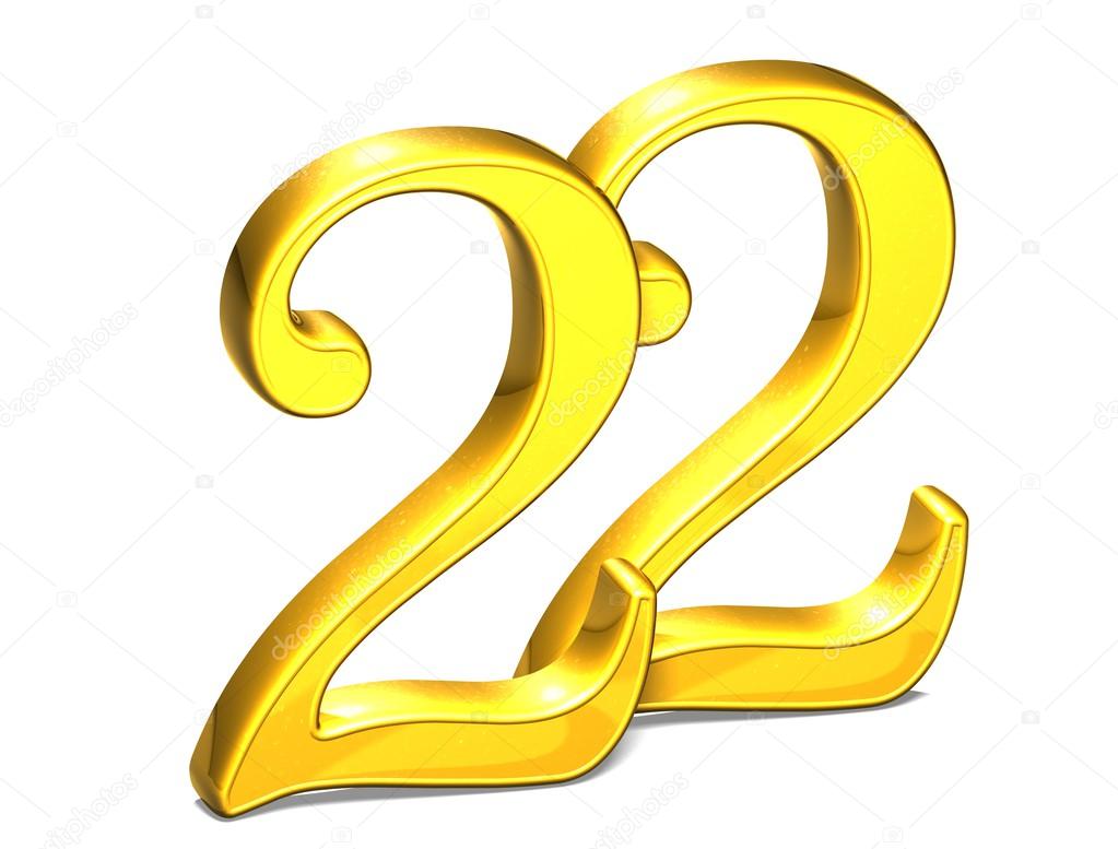 3D Gold Number twenty-two on white background Stock Photo by ©Curioso ...