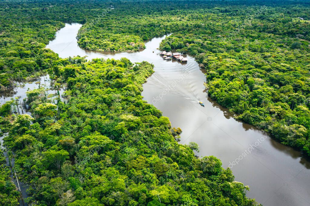 Vista aérea de la selva amazónica en Perú, América del Sur. Bosque ...