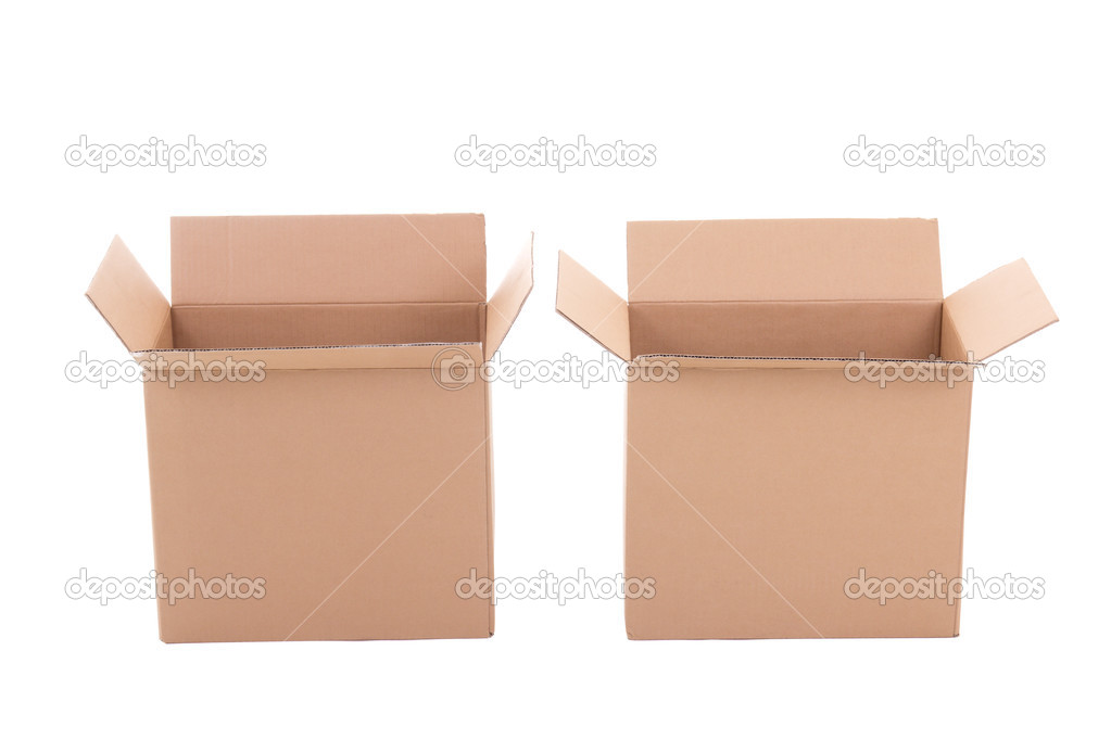 Open brown corrugated cardboard boxes over white Stock Photo by ©Di ...