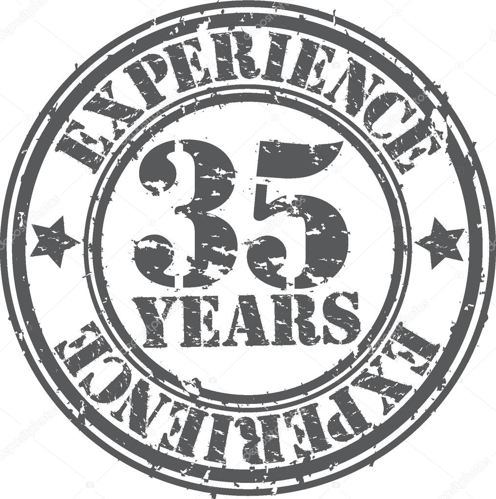 Grunge 35 years of experience rubber stamp, vector illustration — Stock ...