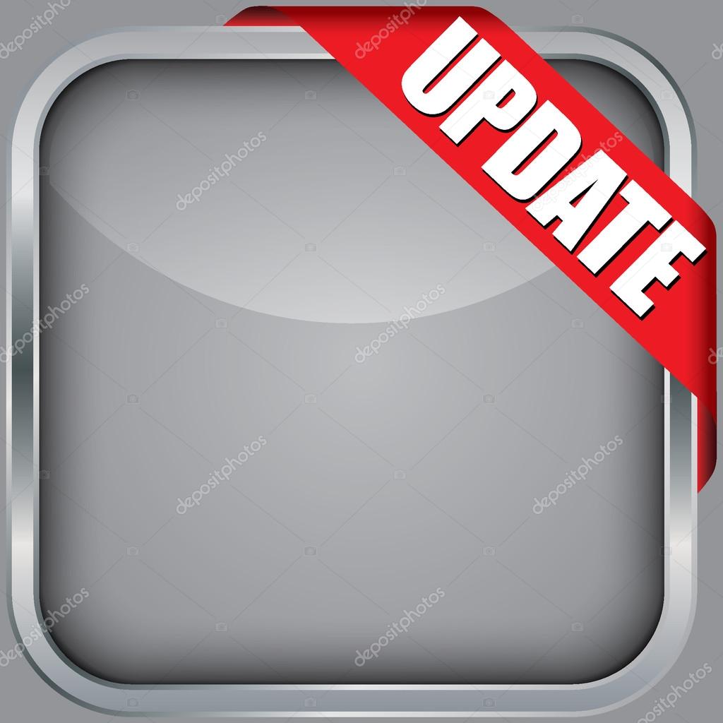 Icono de aplicación en blanco con cinta de actualización, ilustración ...