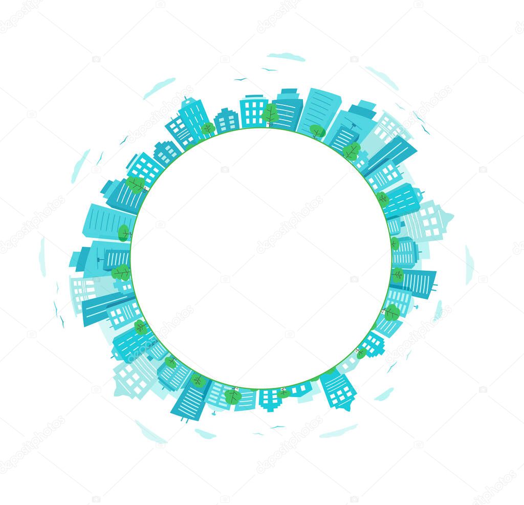 Círculo de Blue City. Edificios de arquitectura panorámica. Paisaje de ...