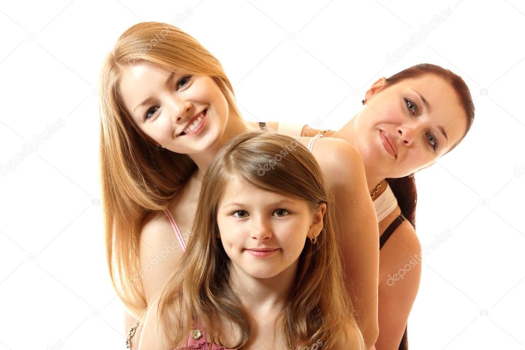 Happy mother with two daughters Stock Photo by ©khorzhevska 33646279