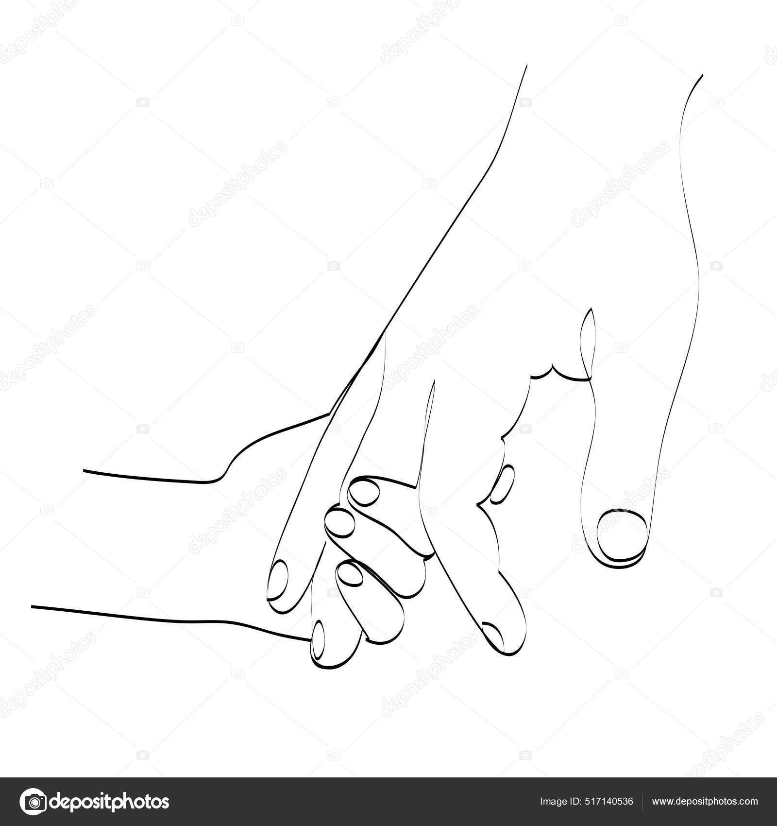 Male Kid's Hands Drawing Line Quick Sketch Family Parenting Concept ...