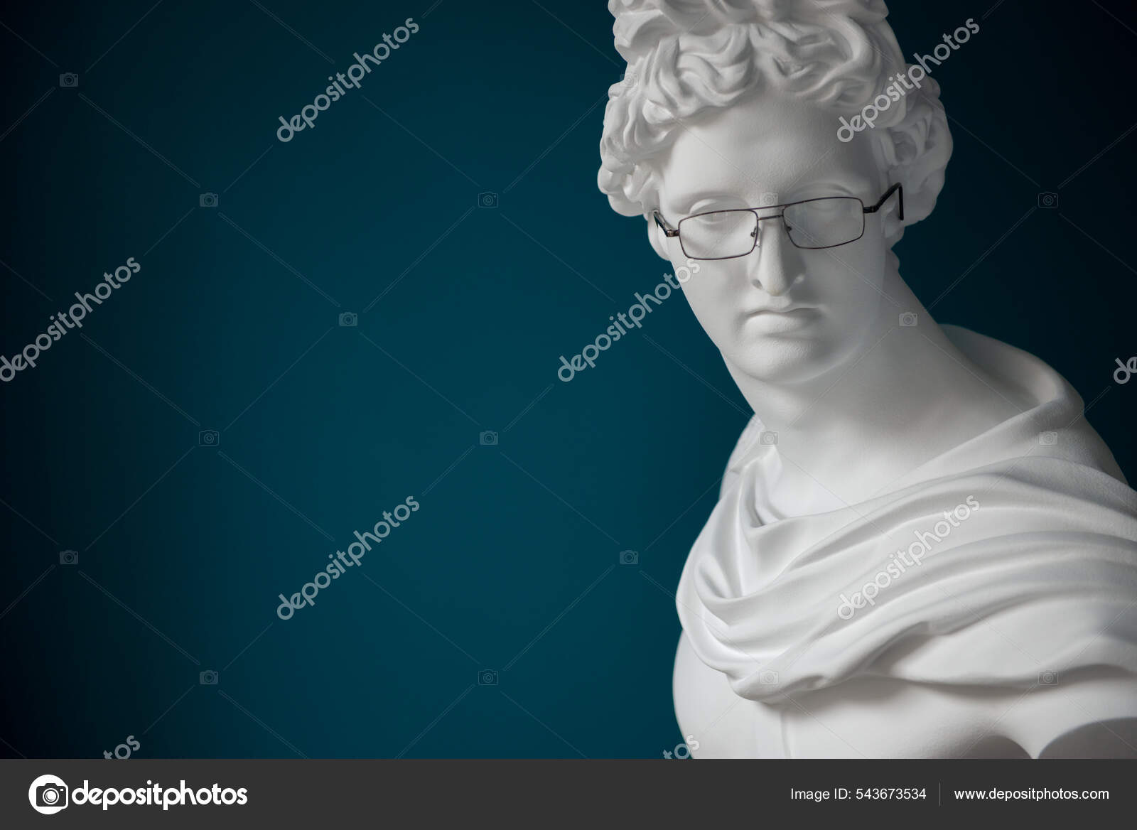 Plaster Statue Head Glasses Antiquity Modernity Myopia Hyperopia ...