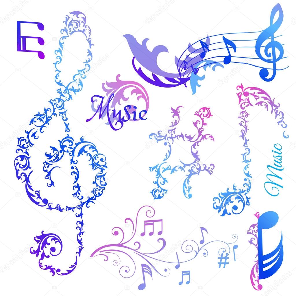 Conjunto de elementos de notas musicales - en vector Vector de stock ...