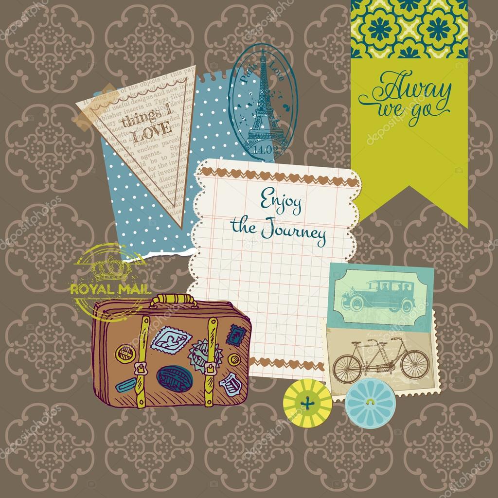 Scrapbook Design Elements - Vintage Travel Set- in vector Stock Vector ...