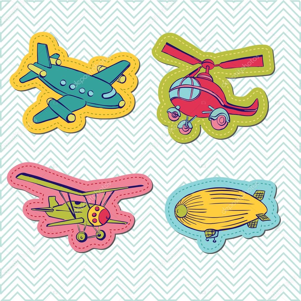 Set of Baby Boy Plane Stickers - for design and scrapbook - in v Stock ...
