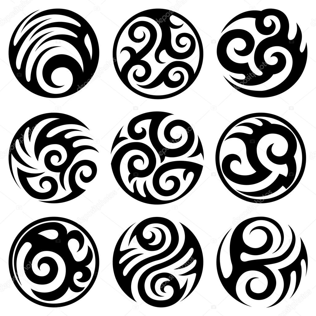Round tattoo set Stock Vector by ©alisher 18879397