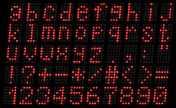 Alphabet and punctuation marks on the electronic led display. Gr Stock ...