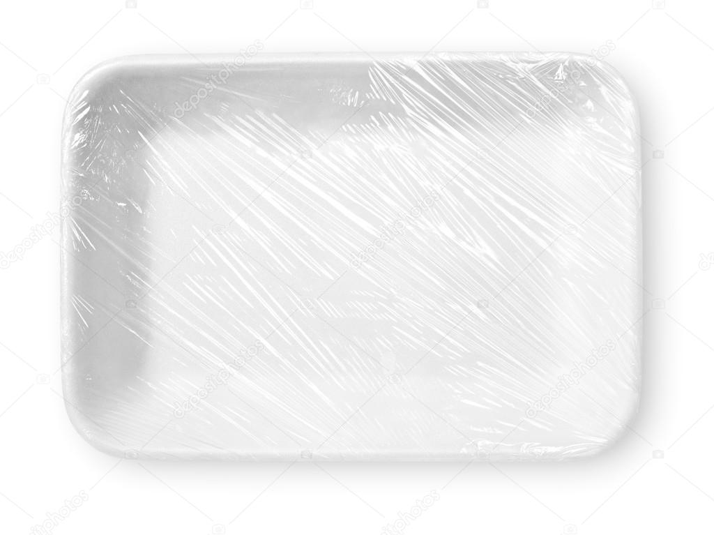 Wrapped white styrofoam food tray Stock Photo by ©usersam2007 36526585