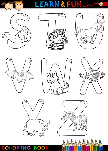 Cartoon alphabet for coloring book — Stock Vector © izakowski #77571604
