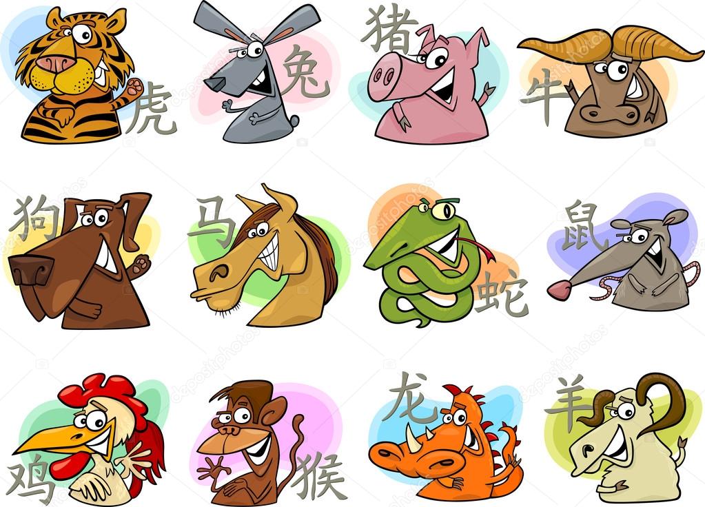 Signos del zodiaco de dibujos animados chinos 2022