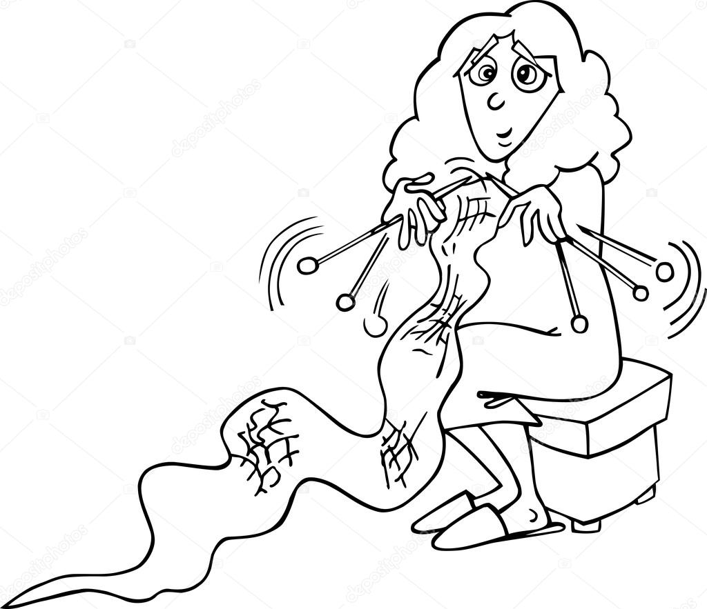 Mujer tejedora ilustración de dibujos animados Stock Vector by ...