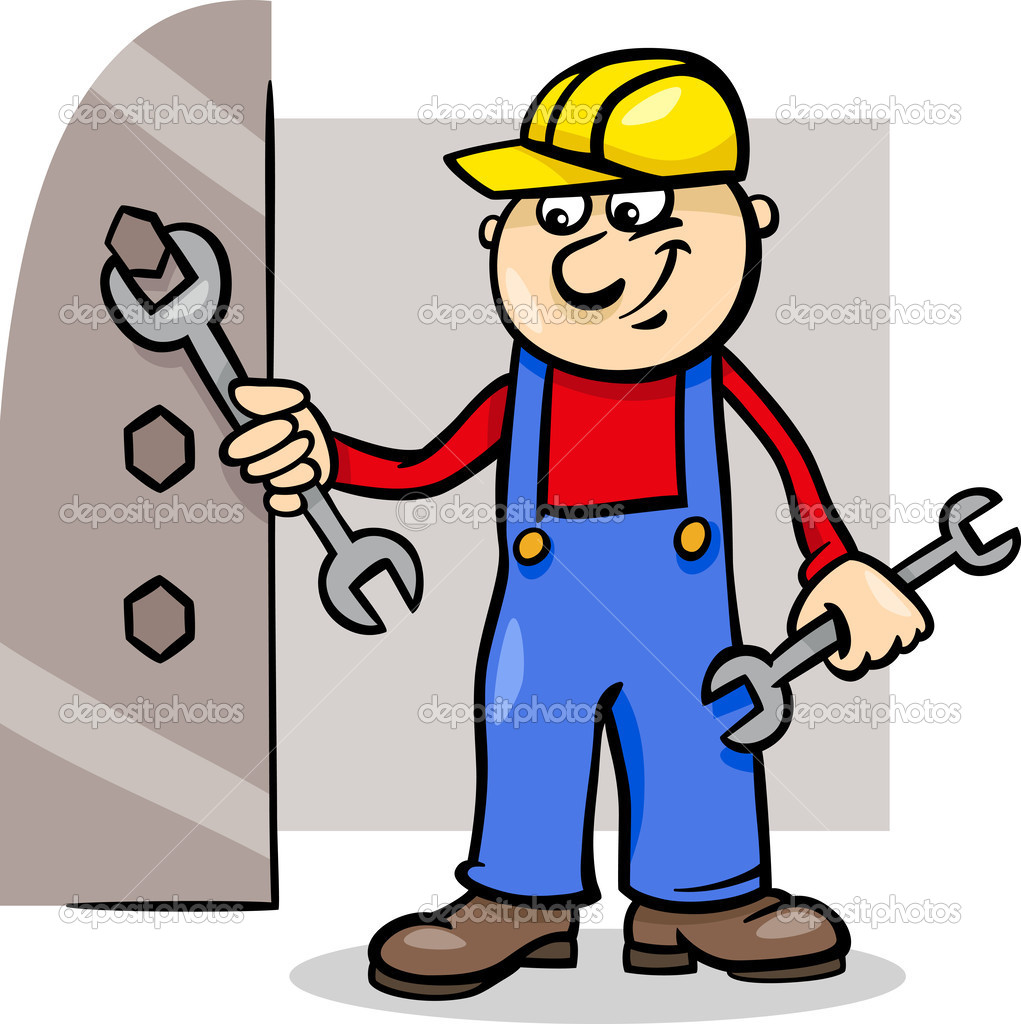 Operaio con illustrazione fumetto chiave — Vettoriali Stock © izakowski ...