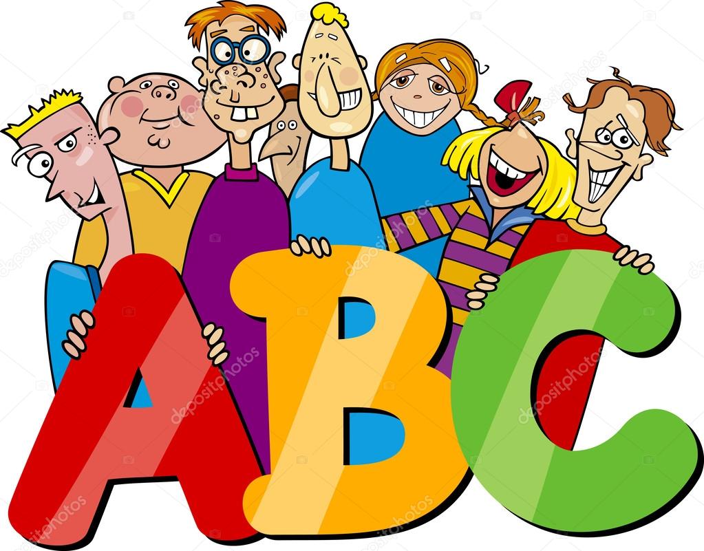 Crianças com letras abc desenhos animados — Vetor de Stock © izakowski ...