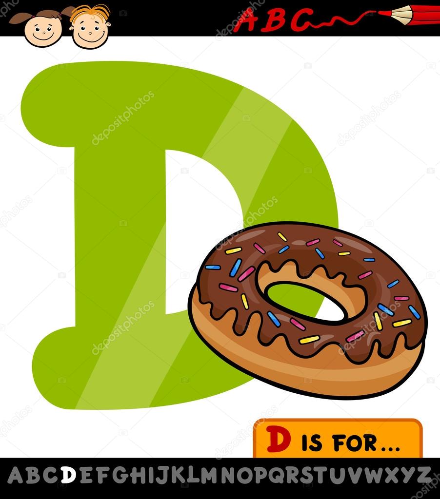 Letter d with donut cartoon illustration — Stock Vector © izakowski ...