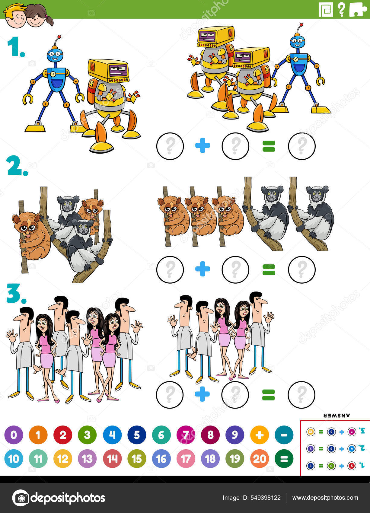 Ilustrasi Kartun Dari Tugas Tambahan Matematika Pendidikan Teka Teki ...