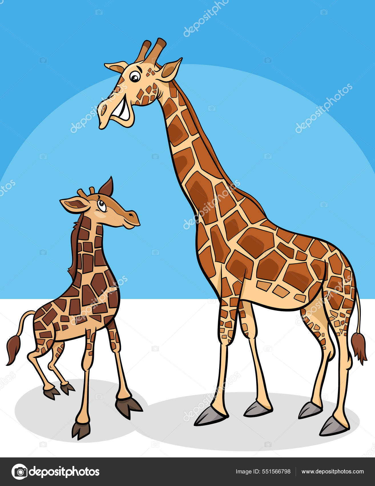 Schattige Baby Giraffe Cartoon Cartoon Cute Baby Giraffe. Illustration