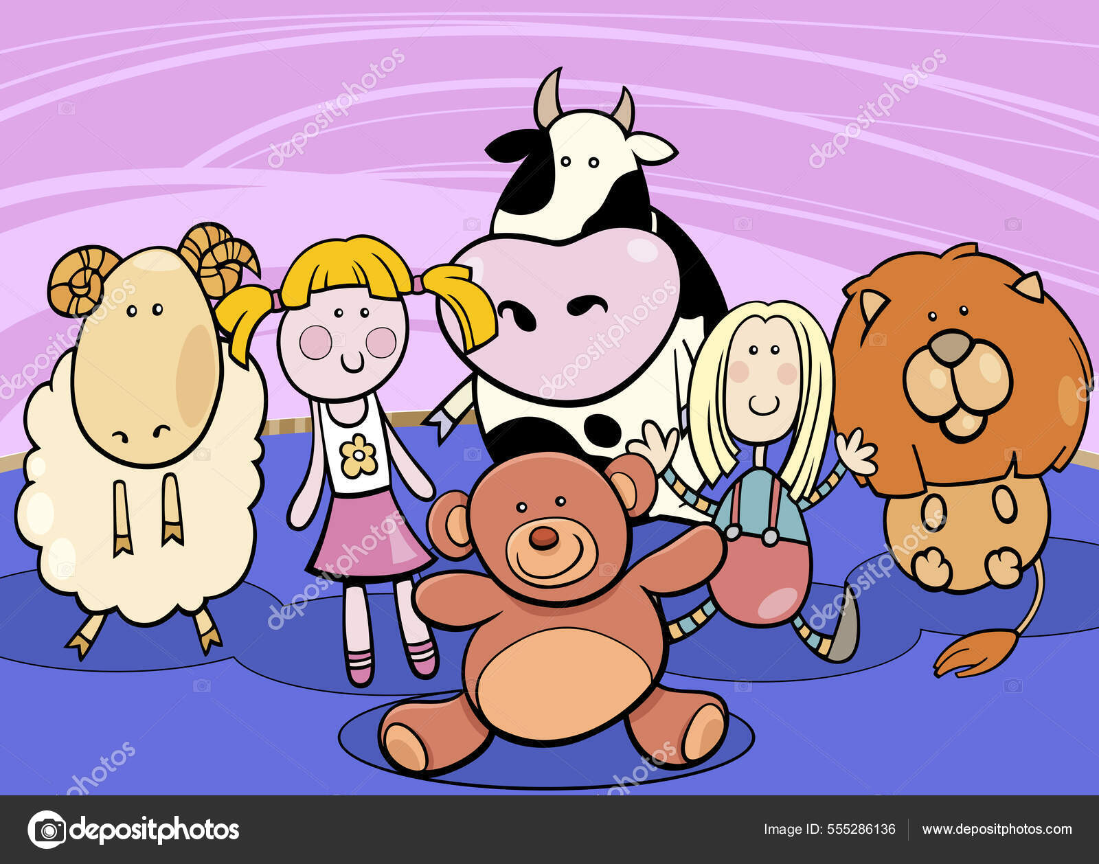 Ilustrasi Kartun Kelompok Karakter Objek Mainan Vektor Stok oleh ...