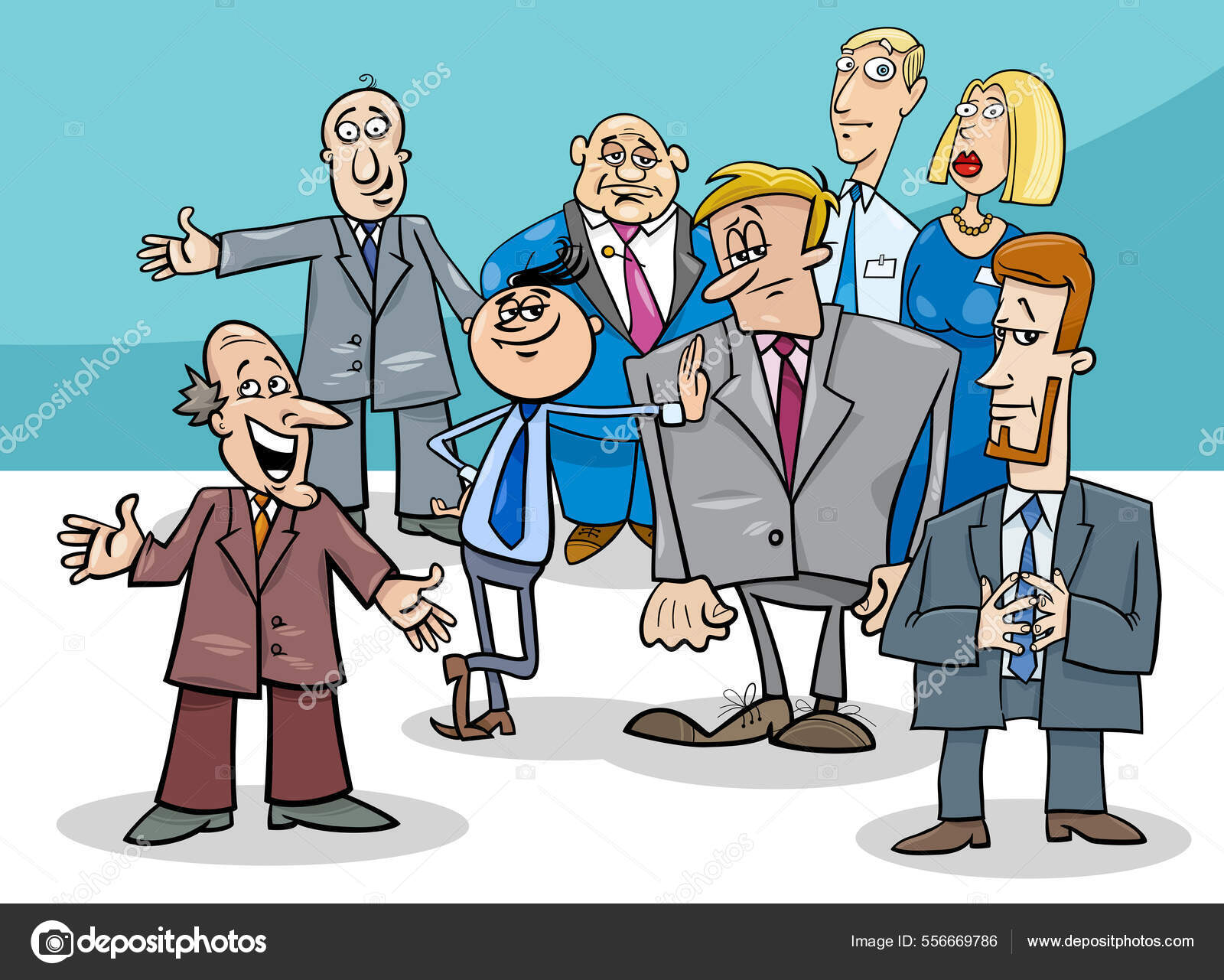 Zakenmensen Clipart Happy Party Groep Zakenmensen Met Stripfiguur,