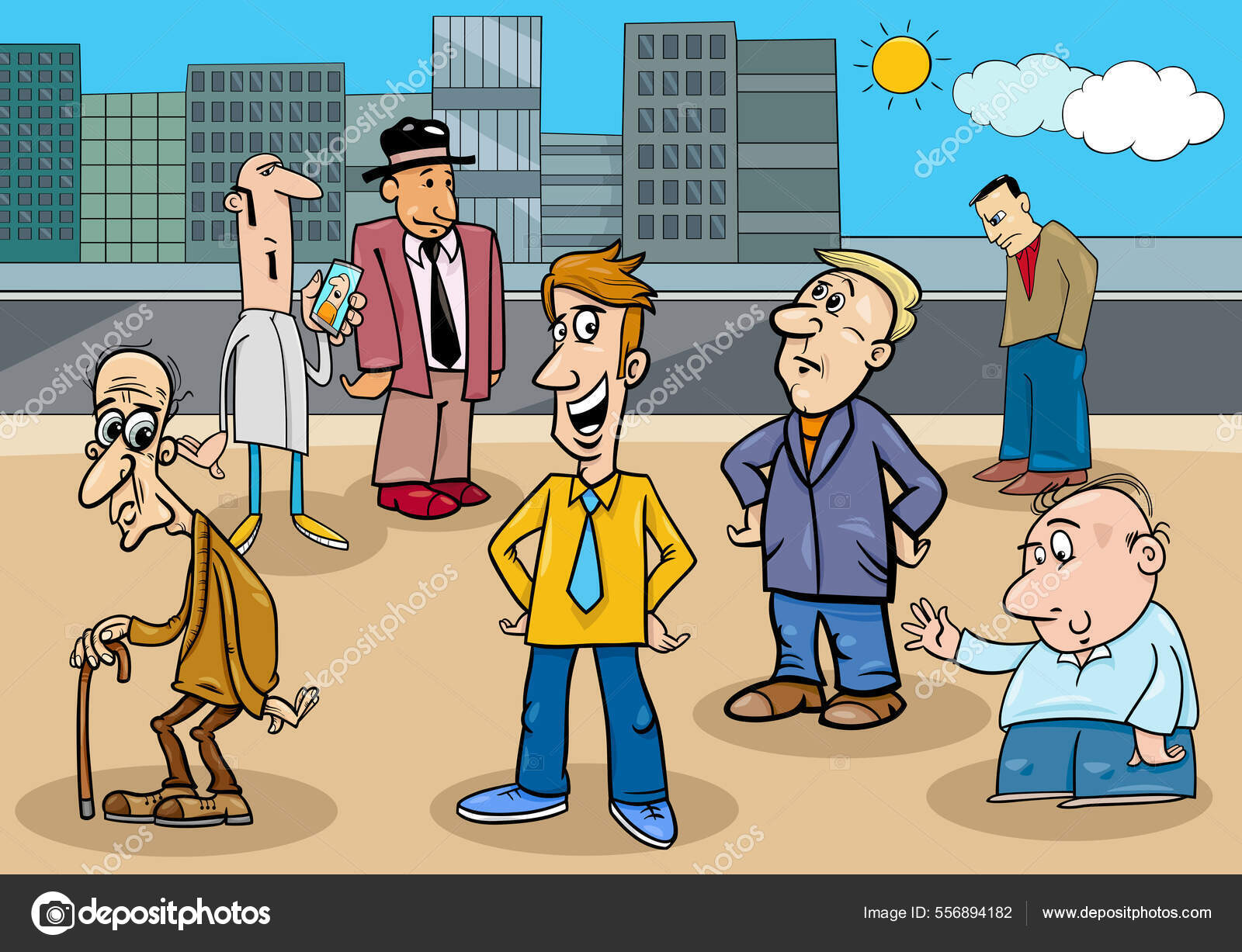 Cartoon Illustration People Comic Characters Street City Stock ...