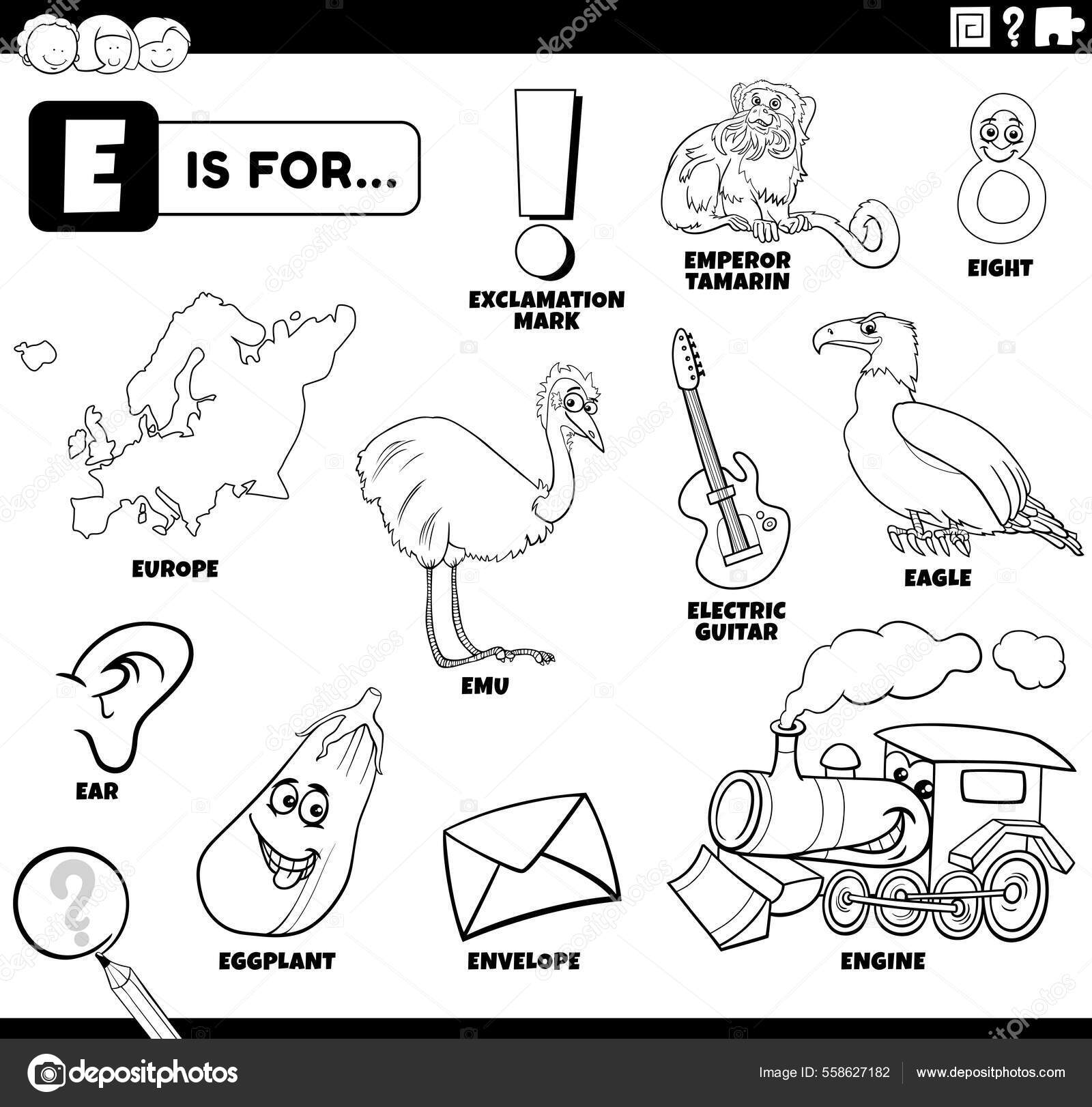 Black White Educational Cartoon Illustration Comic Characters Objects ...