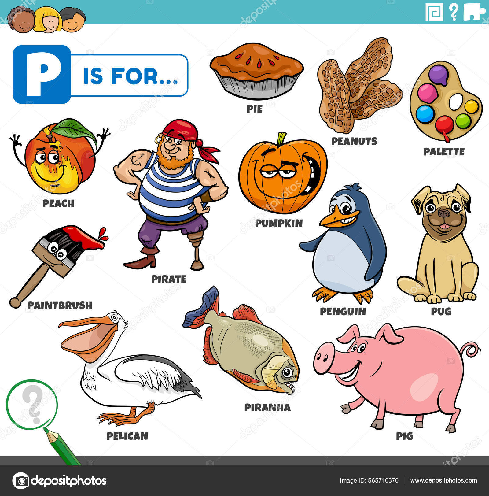 Educational Cartoon Illustration Children Comic Characters Objects Set ...