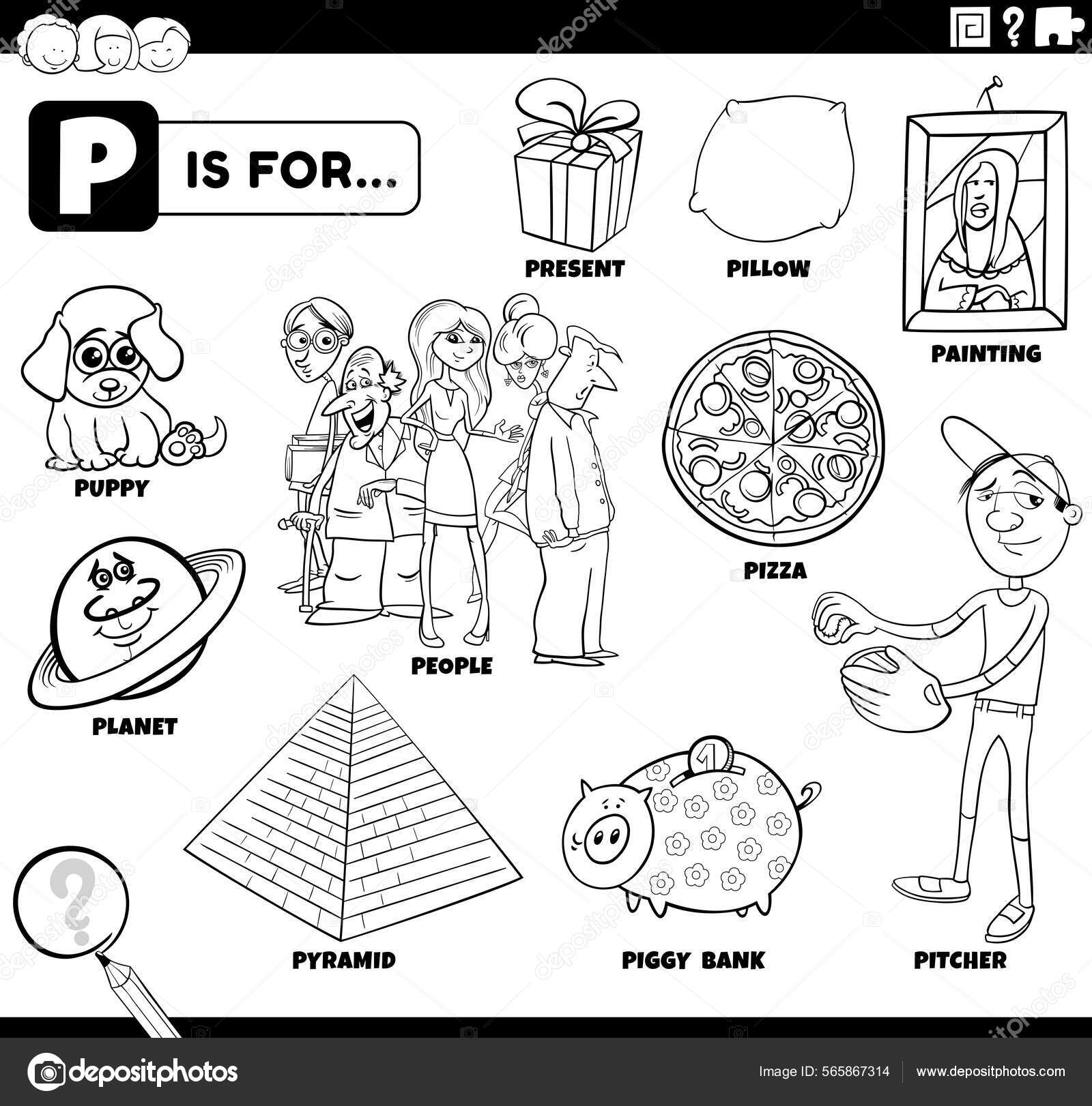 Image vectorielle Black White Educational Cartoon Illustration Children ...