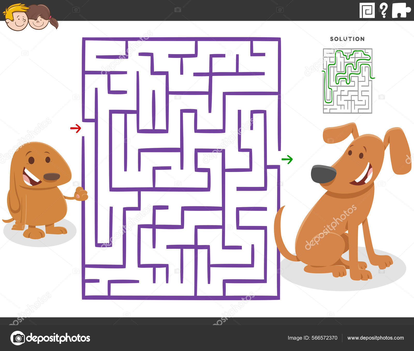 Cartoon Illustration Educational Maze Puzzle Game Children Mother Dog ... Cartoon Illustration Educational Maze Puzzle Game Children Mother Dog ...