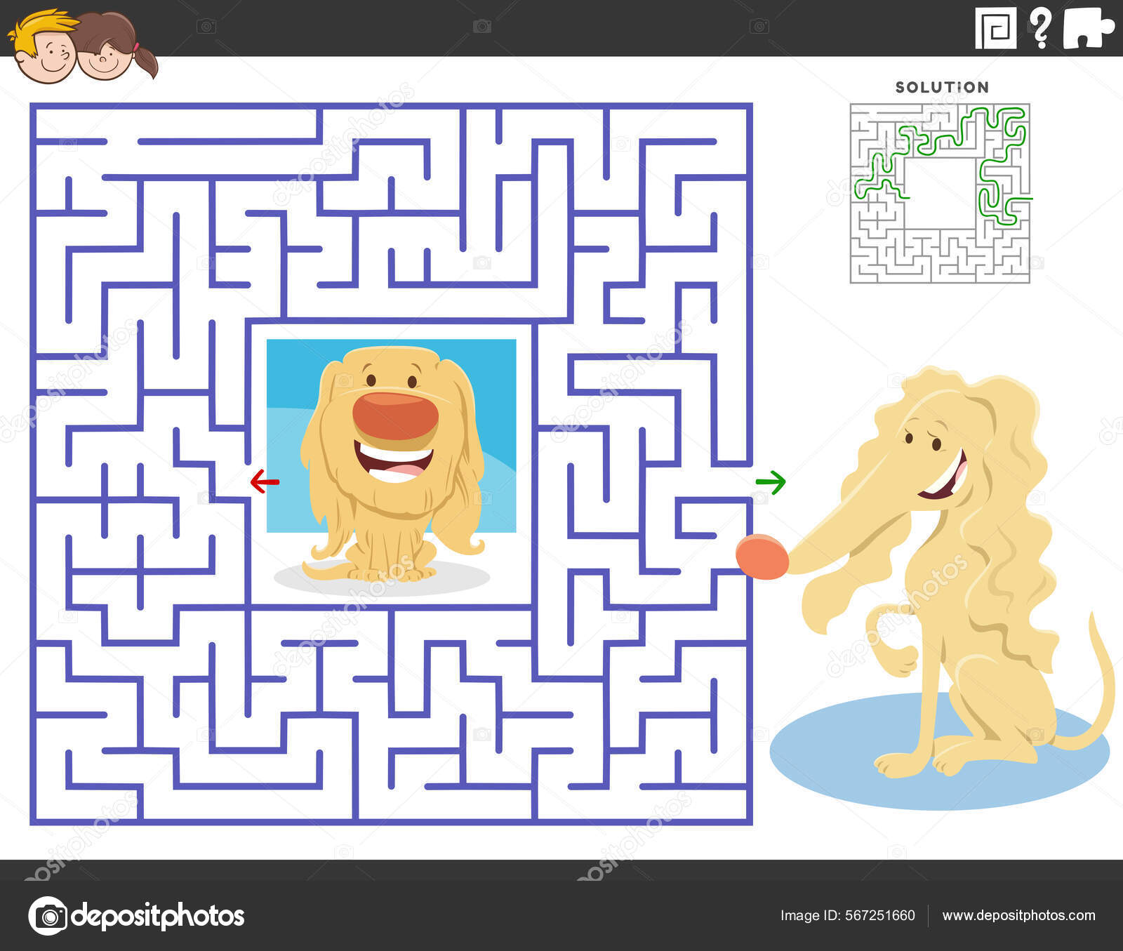 Cartoon Illustration Educational Maze Puzzle Game Children Mother Dog ... Cartoon Illustration Educational Maze Puzzle Game Children Mother Dog ...
