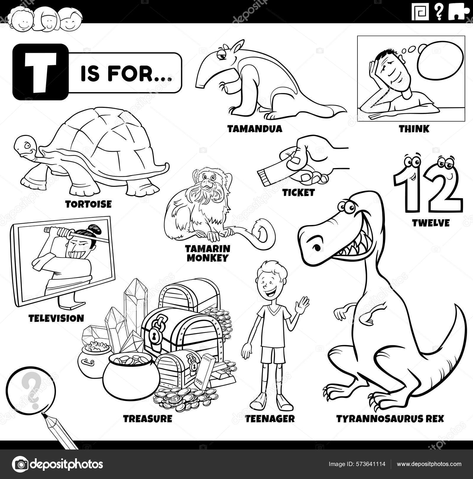 Harfi Boyama Kitabı Sayfası Için Belirlenmiş Komik Karakterleri ...