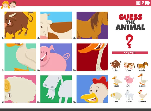 Ilustración Dibujos Animados Del Juego Educativo Adivinar Animales ...