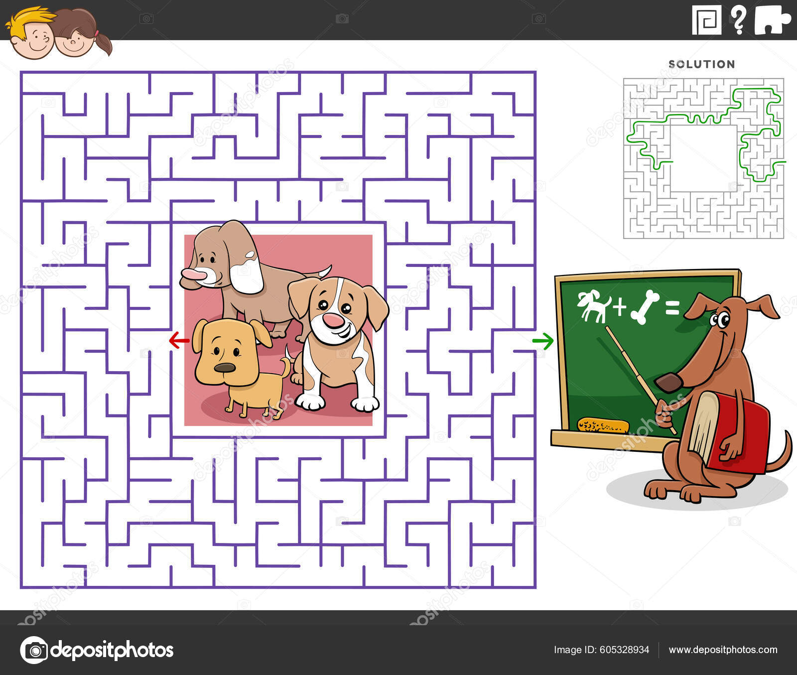 Cartoon Illustration Educational Maze Puzzle Game Children Little ... Cartoon Illustration Educational Maze Puzzle Game Children Little ...