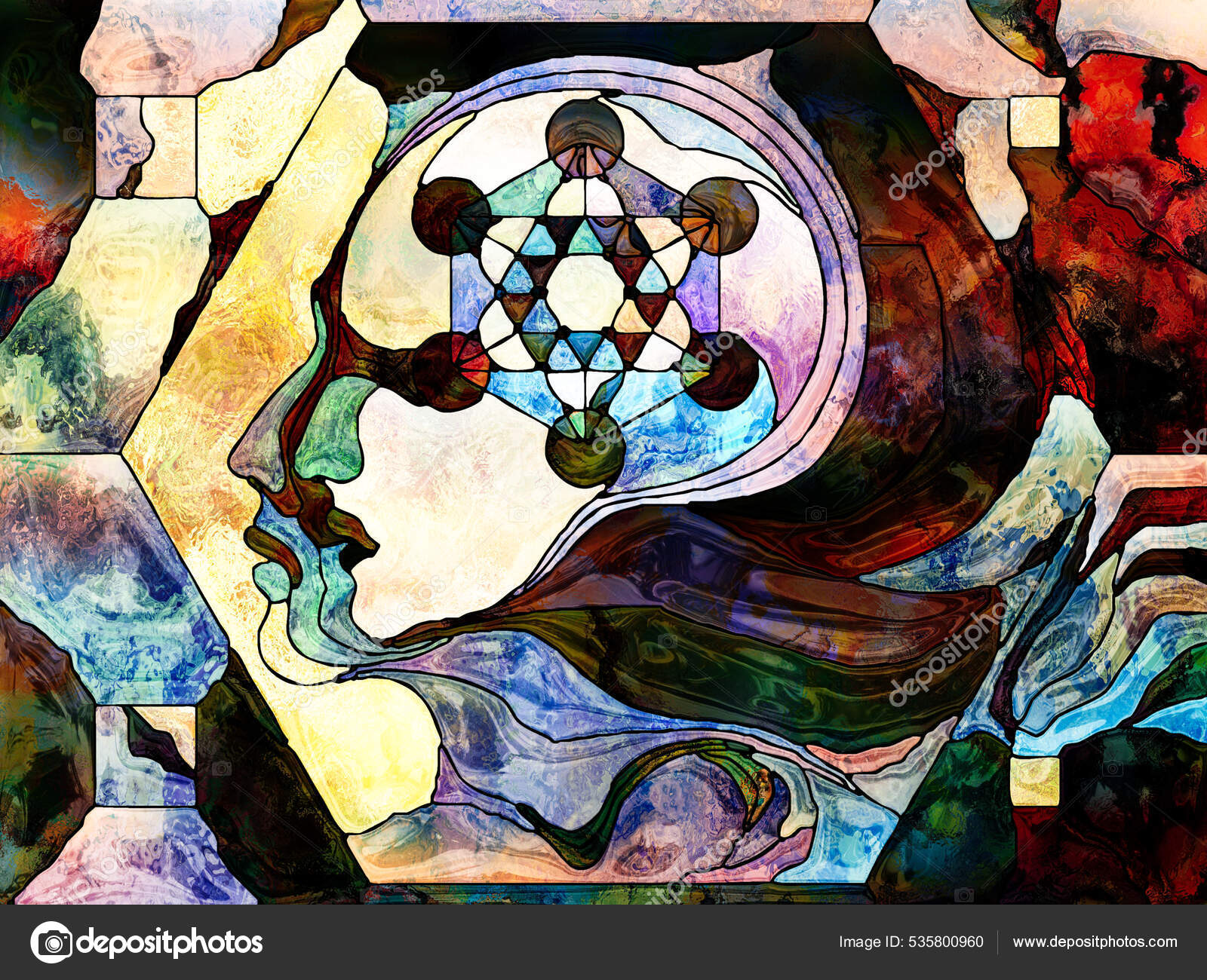 Stained Glass Forever Series Human Profiles Sacred Geometry Circles ...