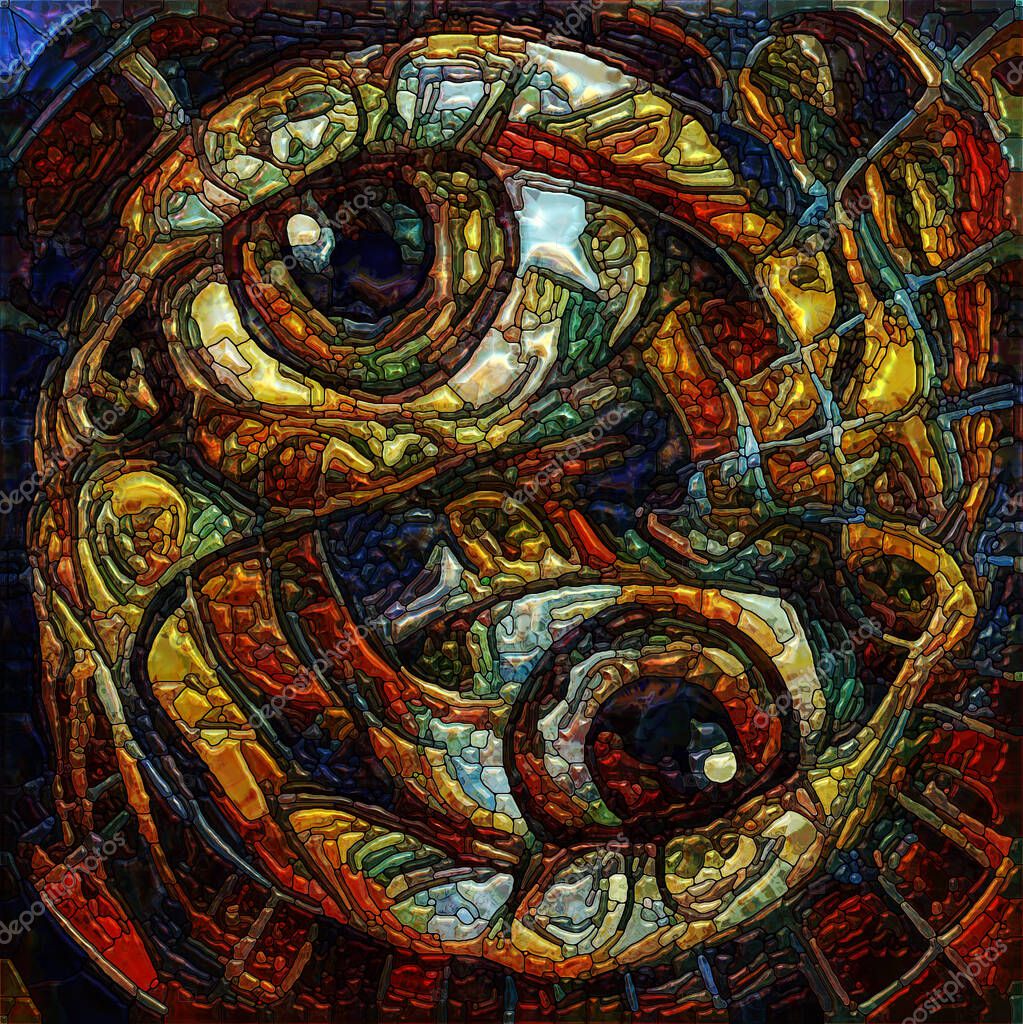 Veo que sueñas. Composición de vidrieras con ojos femeninos sobre el ...