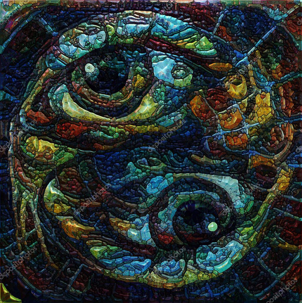 Veo que sueñas. Composición de vidrieras con ojos femeninos sobre el ...