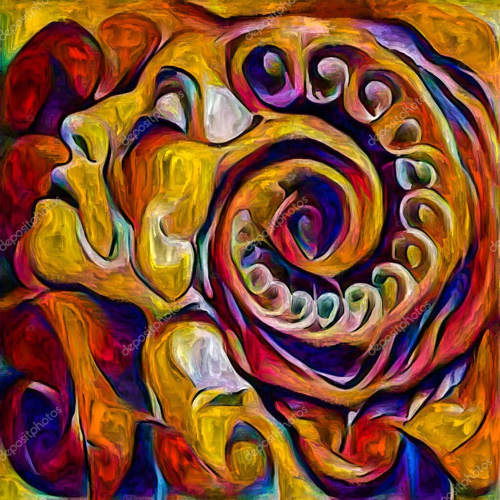 Desde dentro. Cara femenina y cara espiral representada en estilo de ...